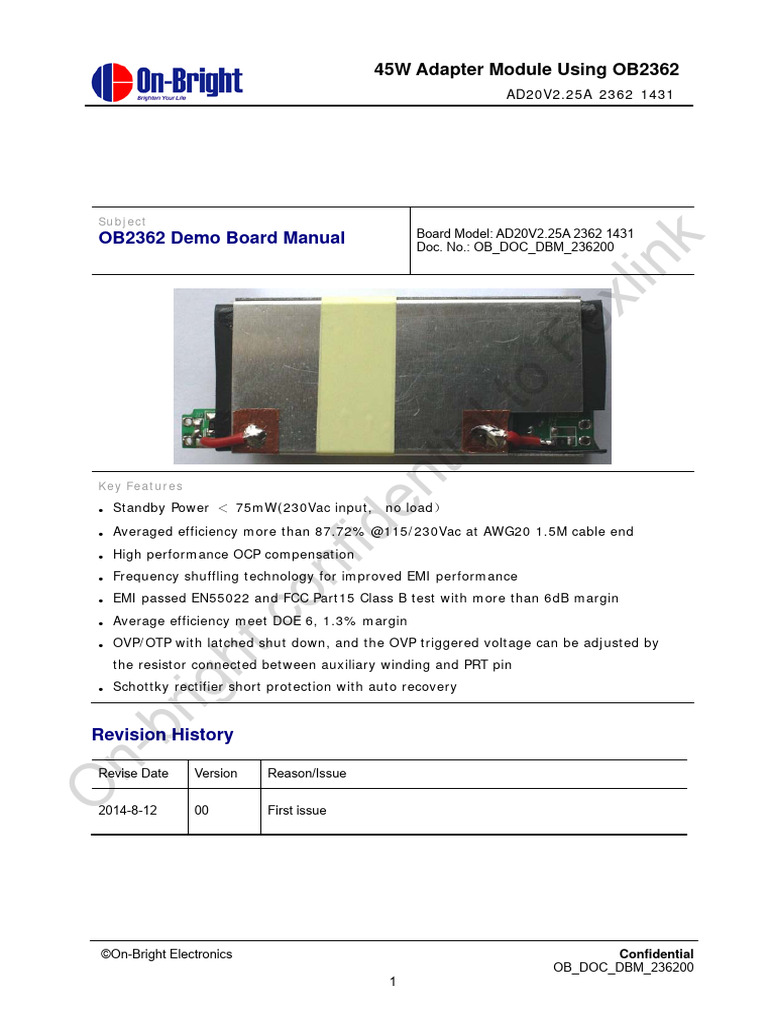 OB2362 Demo Board Manual | PDF