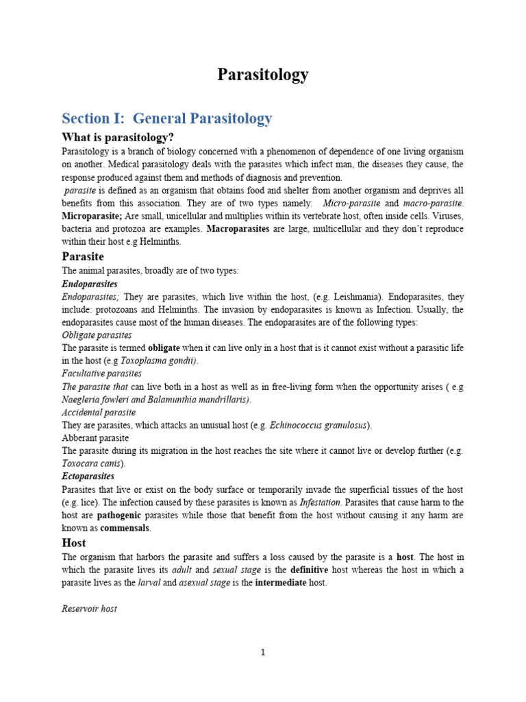 Parasitology Notes | PDF