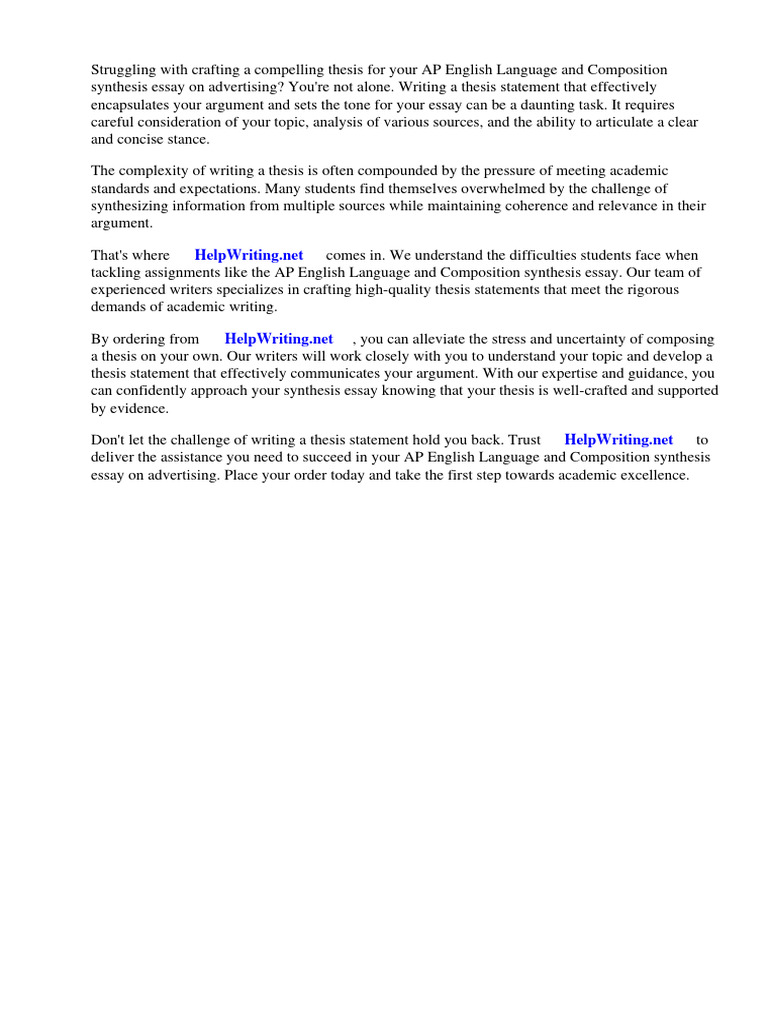 AP English Language and Composition Synthesis Essay Advertising | PDF ...