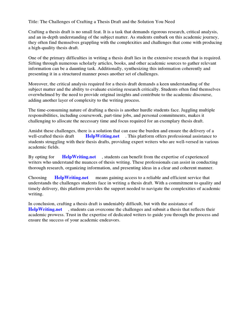 Thesis Draft Sample | PDF | Thesis | Dieting