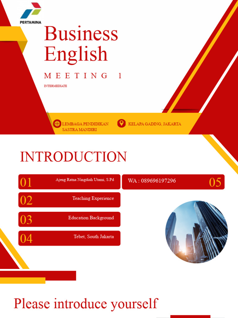 Business English - Meeting 1 - Intermediate | PDF | Business | Cognition