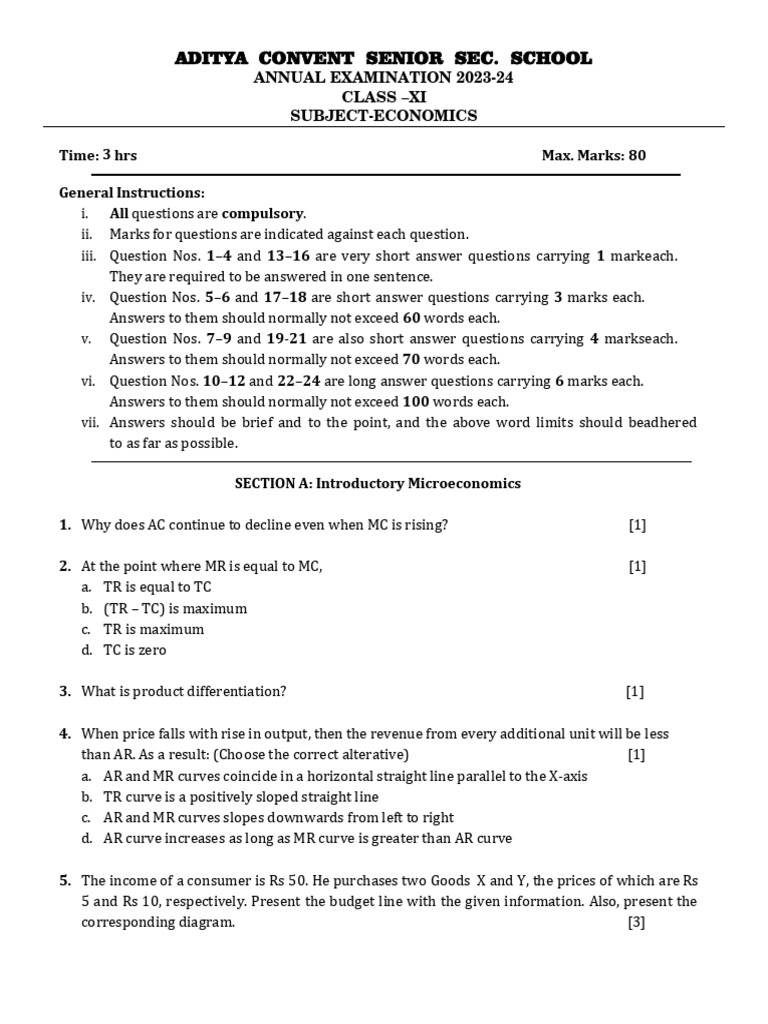 11th Eco. Supplementry Papaer | PDF