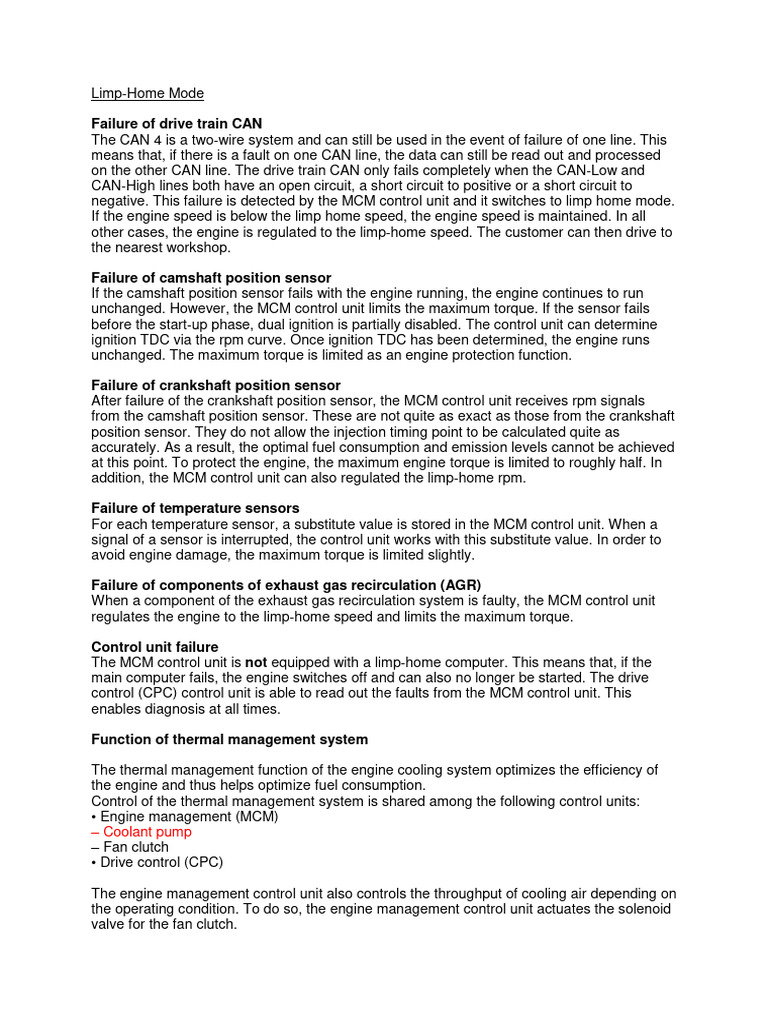02 Explain Limp Mode | PDF | Engines | Mechanical Engineering