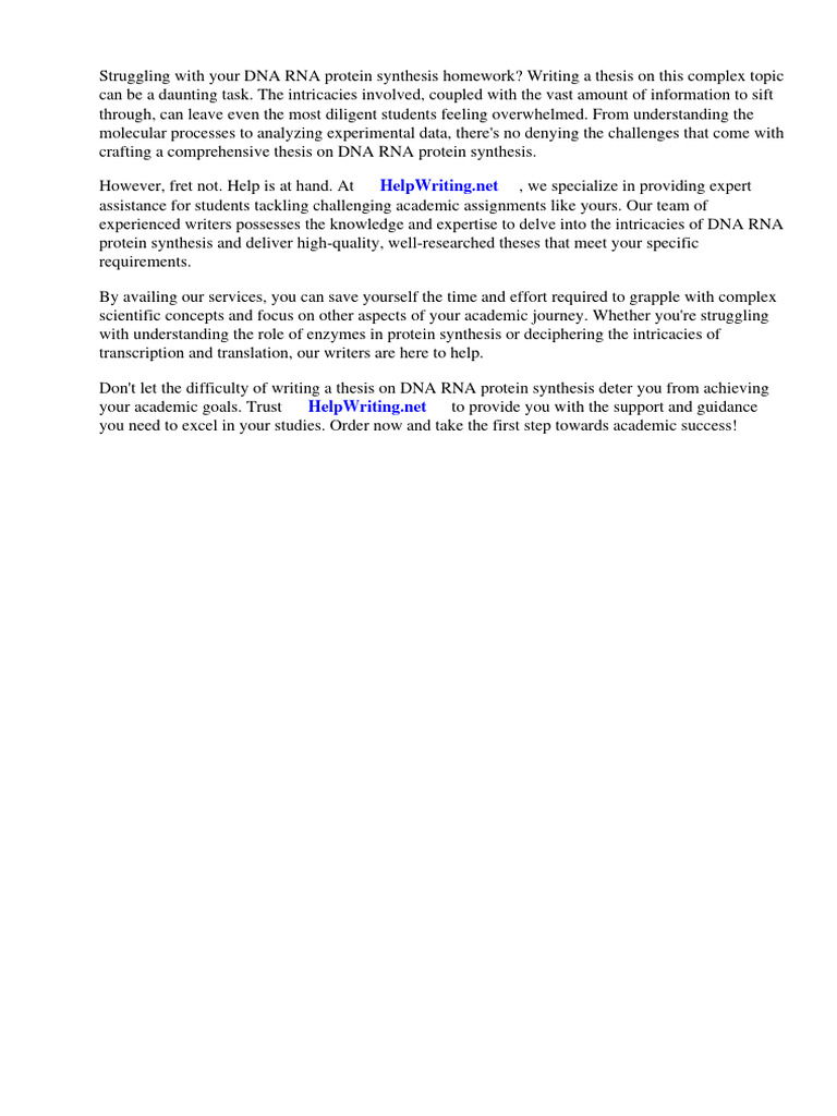 Dna Rna Protein Synthesis Homework 1 | Download Free PDF | Translation ...