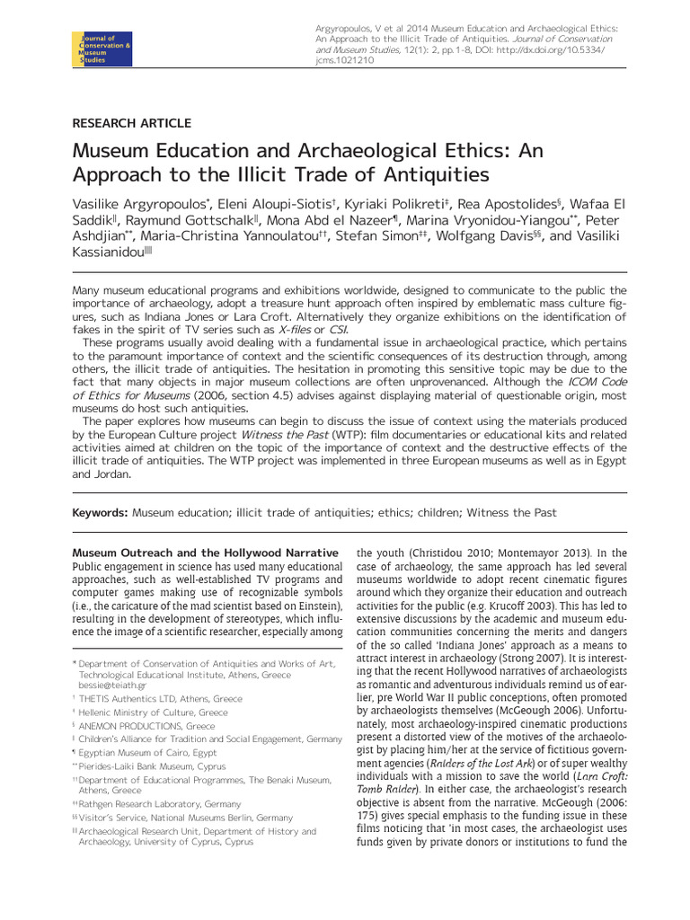 Museum Education and Archaeological Ethics | PDF | Archaeology | Museum