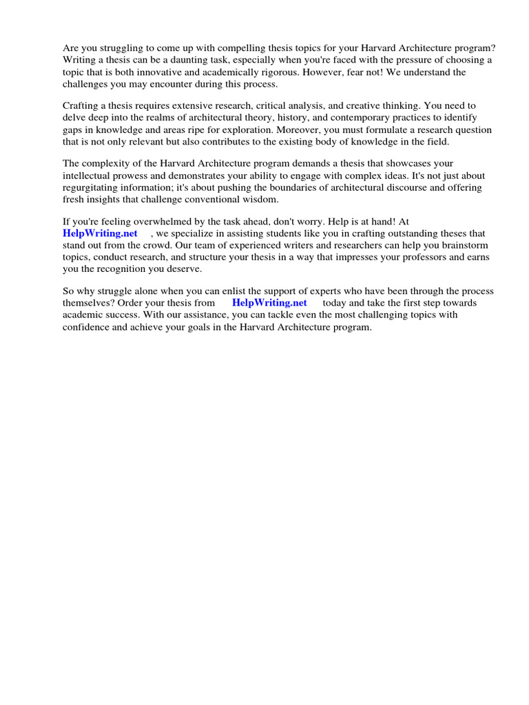 Harvard Architecture Thesis Topics | PDF | Thesis | Knowledge