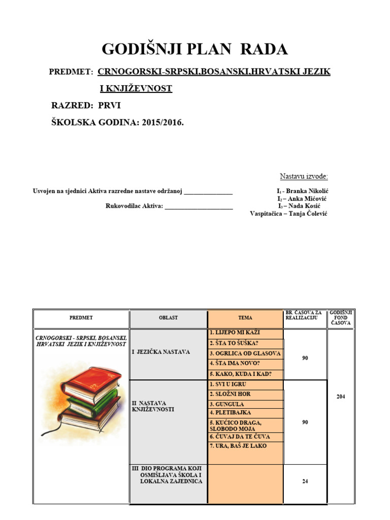 crnogorski-jezik-prvi-razred | PDF