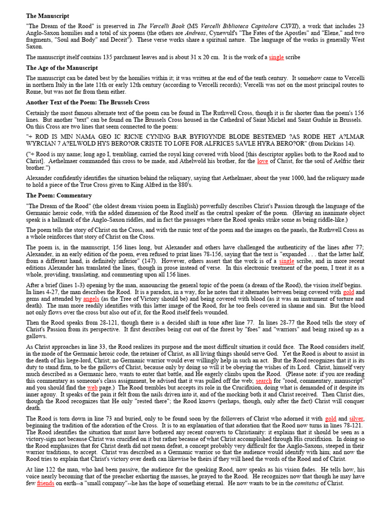 About The Dream of The Rood | PDF | Jesus About The Dream of The Rood | PDF | Jesus