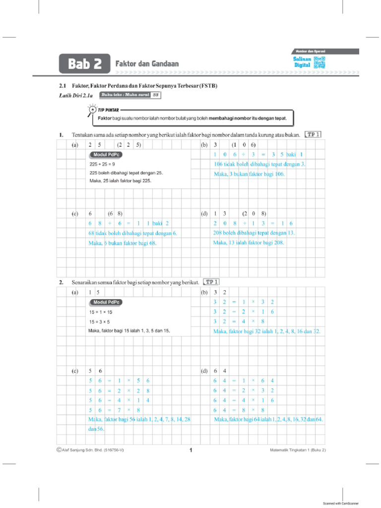 1-8 Bab 2 Faktor Dan Gandaan | PDF
