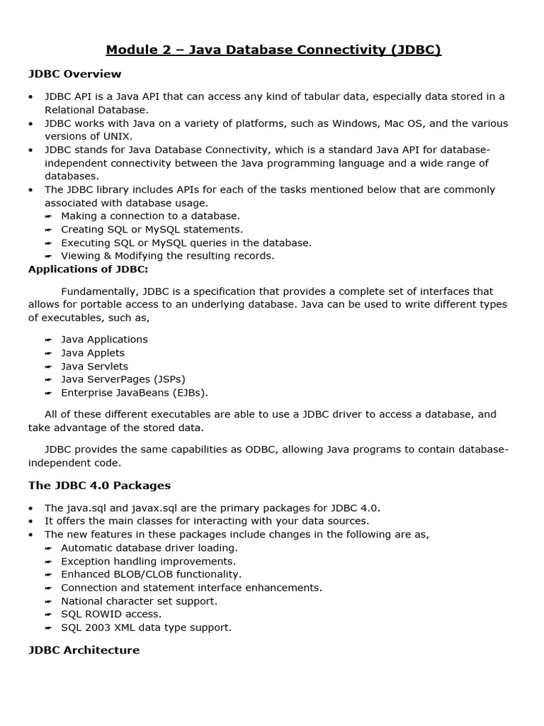 Module-2 JDBC by Bhargav | PDF