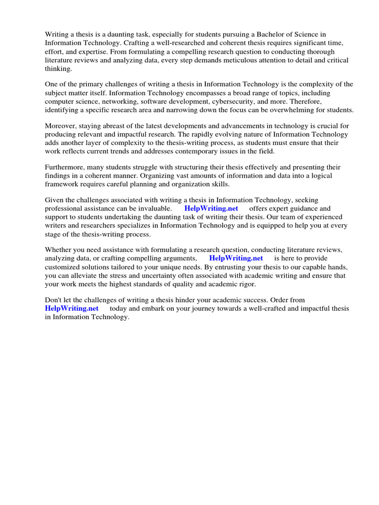 Bs Information Technology Thesis | PDF | Information Technology | Information