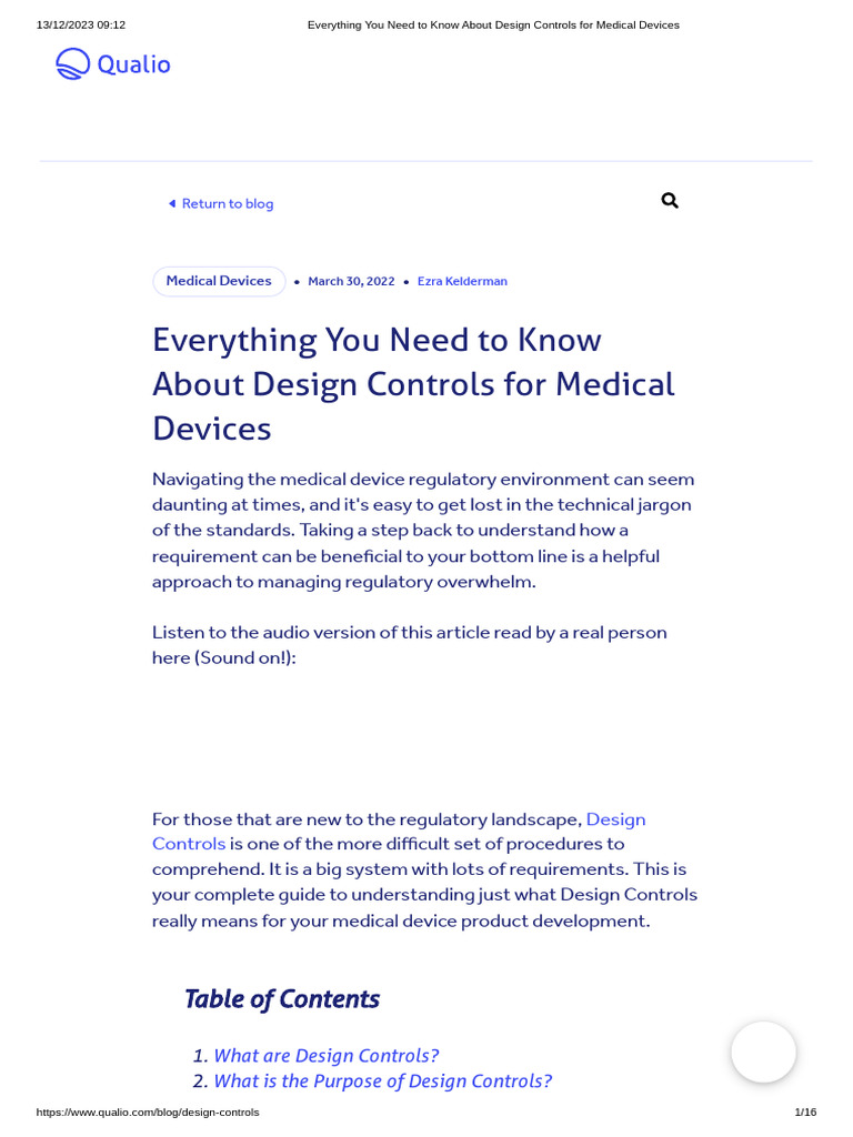 Everything You Need To Know About Design Controls For Medical Devices ...