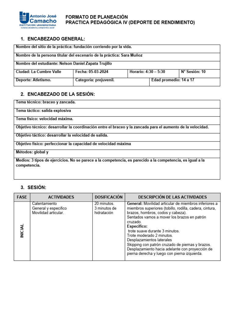 Formato de Planeación. E1 | PDF