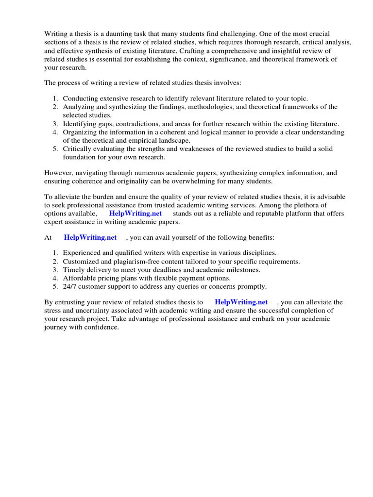 How To Write Review of Related Studies Thesis | PDF | Thesis | Essays