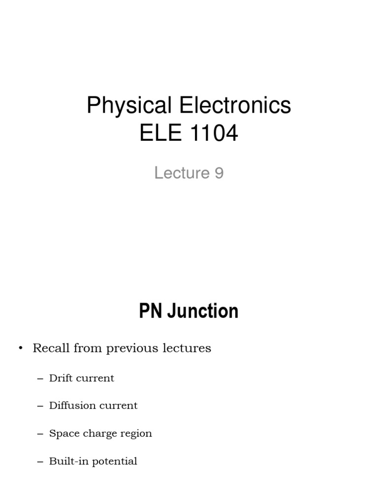 Lecture 9 - 2022 | PDF | P–N Junction | Diode