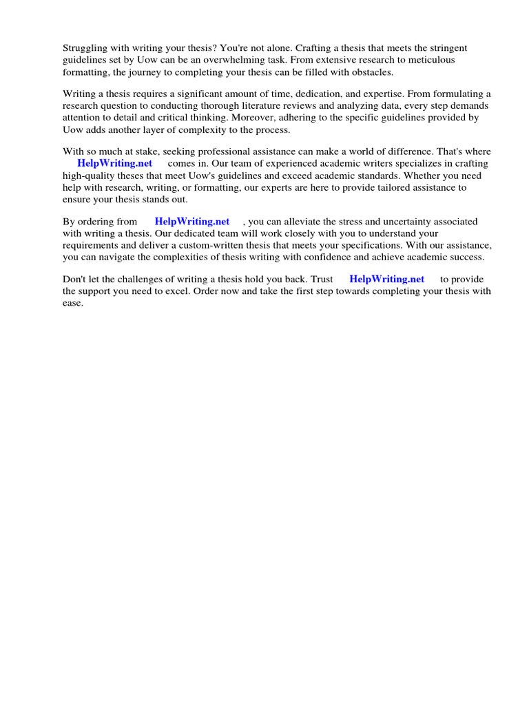 Uow Thesis Guidelines | PDF | Thesis
