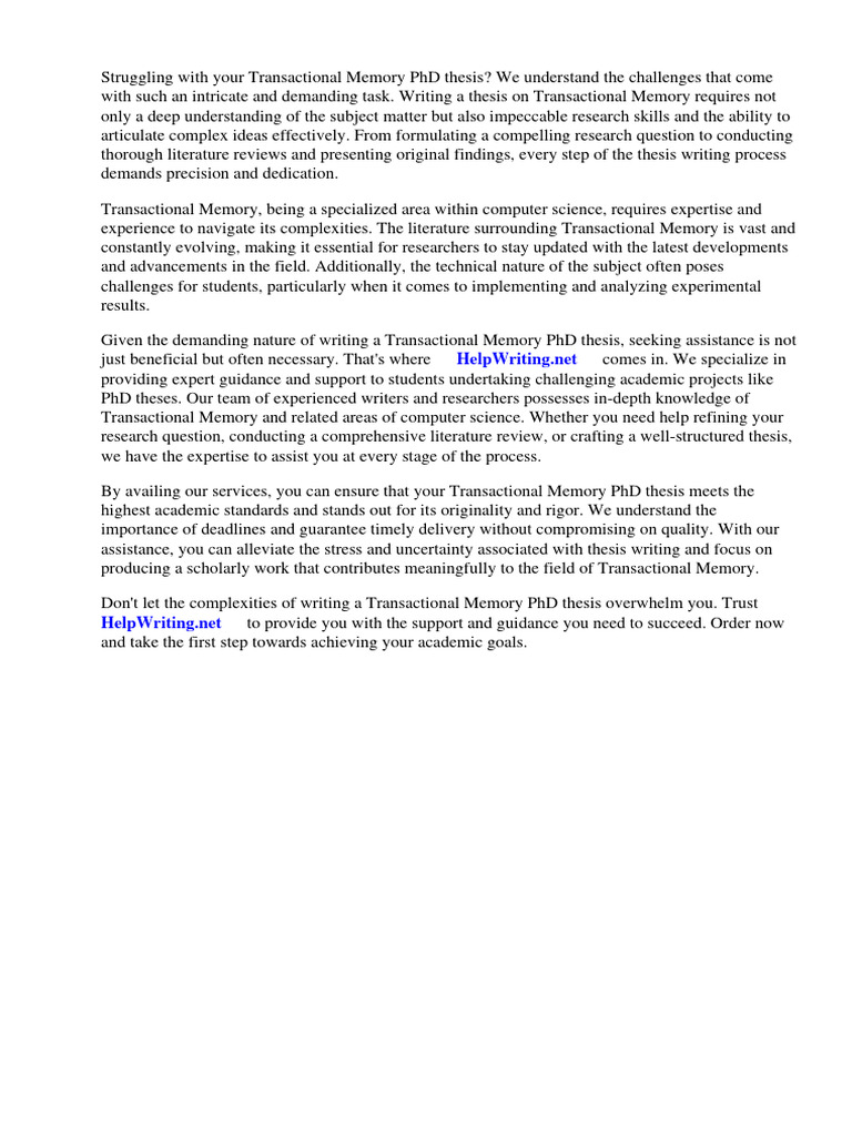 Transactional Memory PHD Thesis | PDF | Thread (Computing) | Parallel Computing