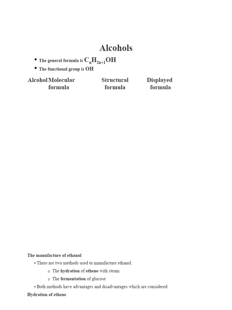 Alcohol Note | PDF | Ethanol | Fermentation