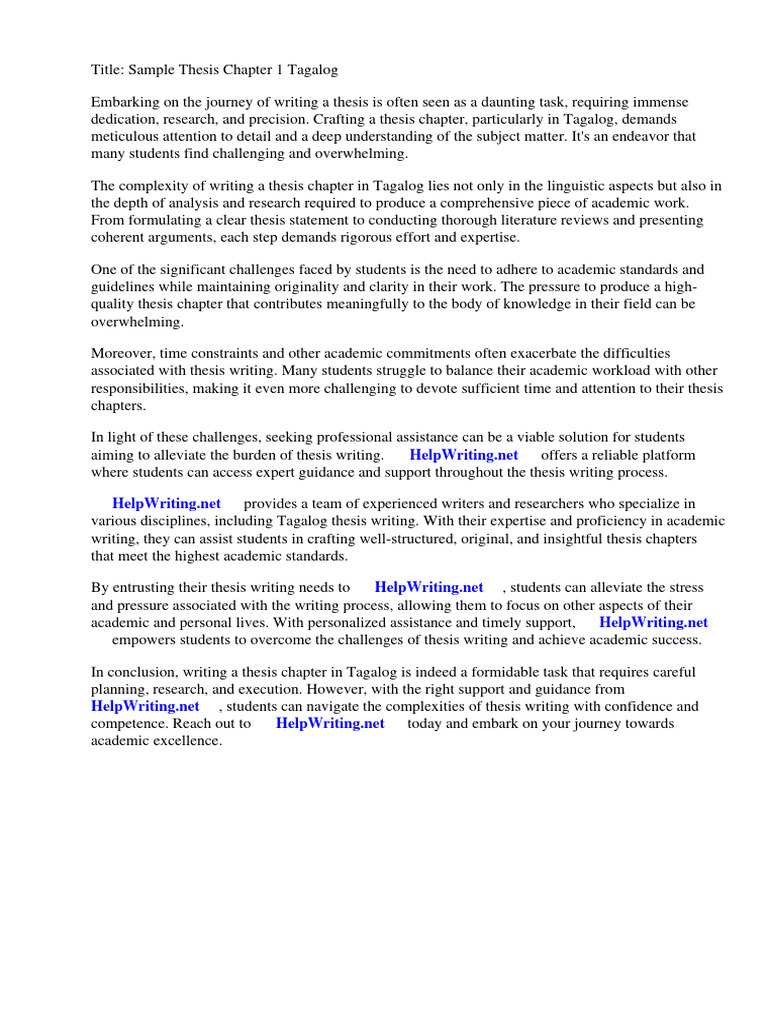 Sample Thesis Chapter 1 Tagalog | PDF Sample Thesis Chapter 1 Tagalog | PDF
