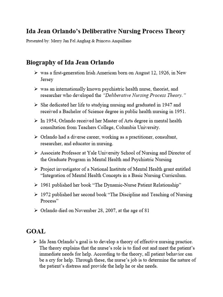 Ida Jean Orlando Report | PDF