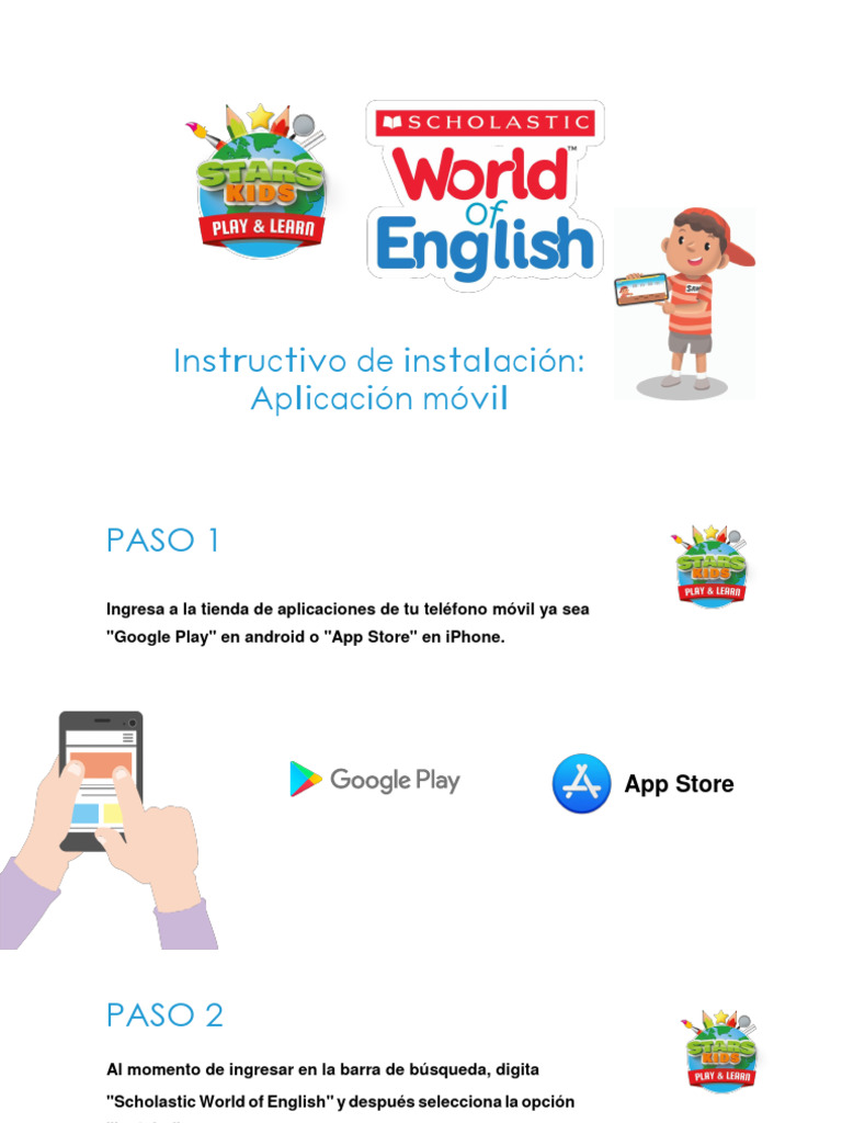 Instructivo para instalar la app Scholastic | PDF