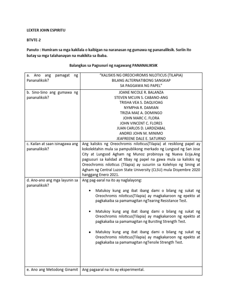 Lexter John Espiritu-Balangkas Btvte-2 | PDF