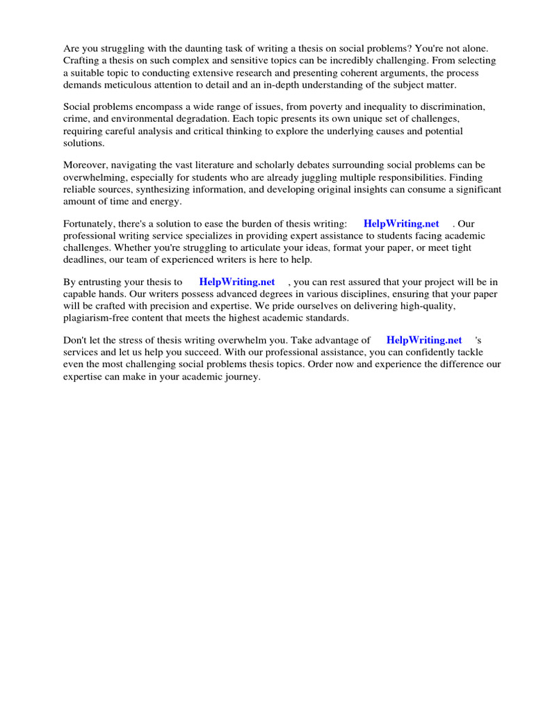 Social Problems Thesis Topics Pdf 4694