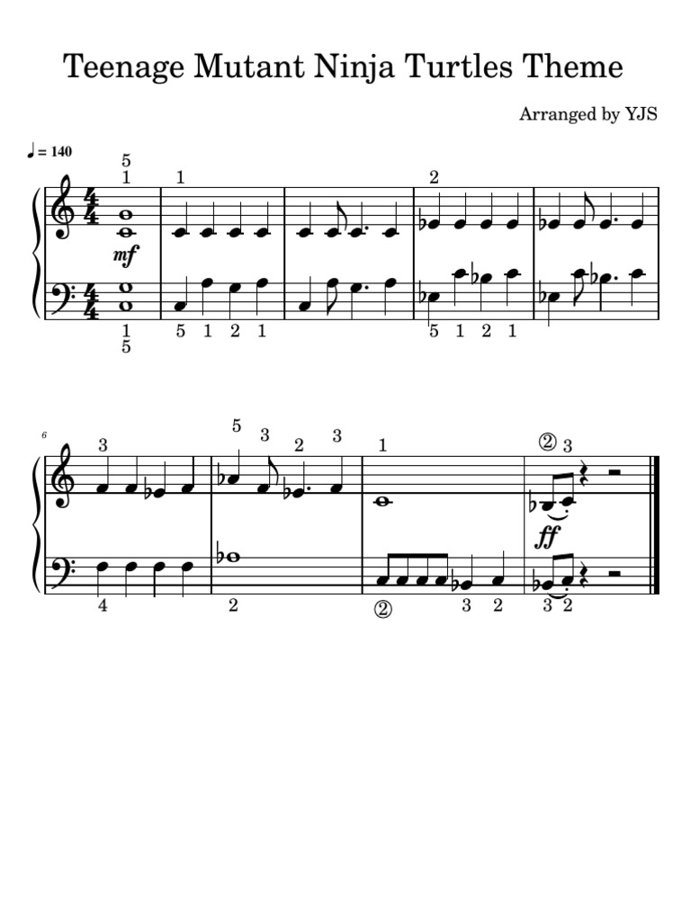TMNT Theme Music Arrangement | PDF