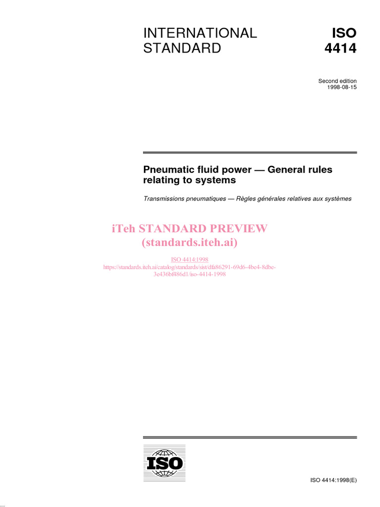 Iso-4414-1998 - Pneumatic | PDF | International Organization For Standardization | Valve