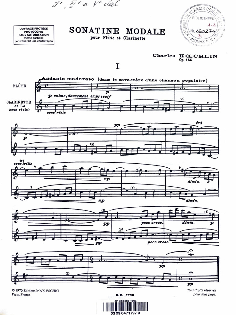 Koechlin Sonatine Modale Op.155 | PDF