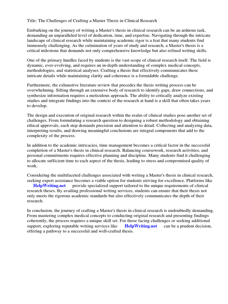 Master Thesis Clinical Research | PDF | Statistics