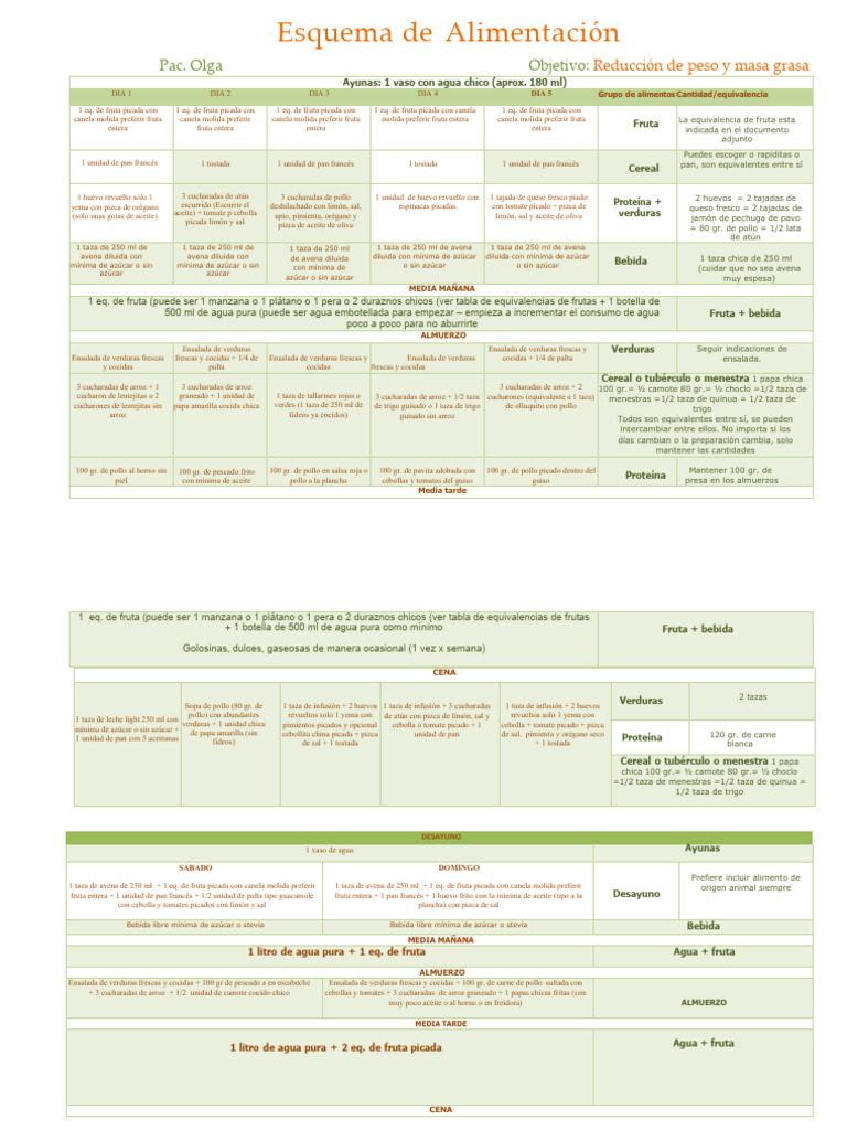 Esquema de Alimentación Olga | PDF | Panes | Preparación de comida y bebida