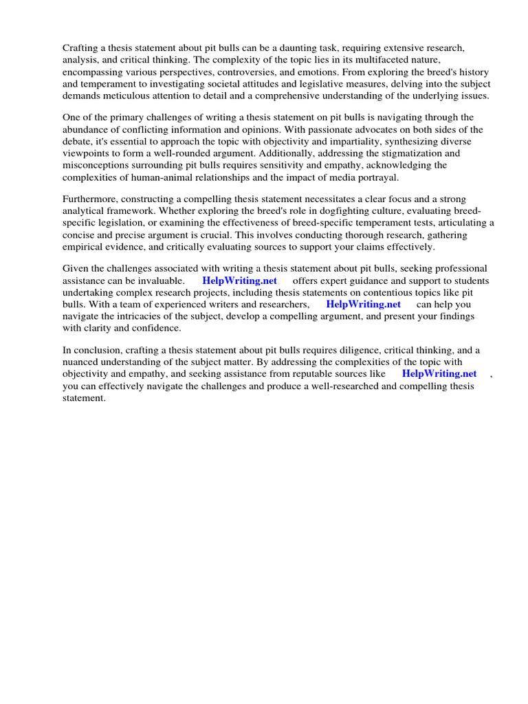 Thesis Statement About Pit Bulls | PDF | Pit Bull | Dogs