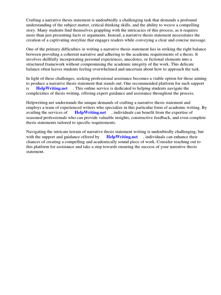 Writing a Narrative Thesis Statement | PDF