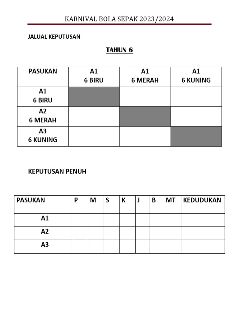Jadual Bola Sepak | PDF