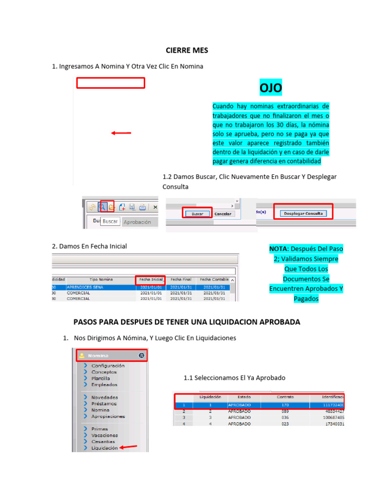 Pasos Cierre Mes | PDF