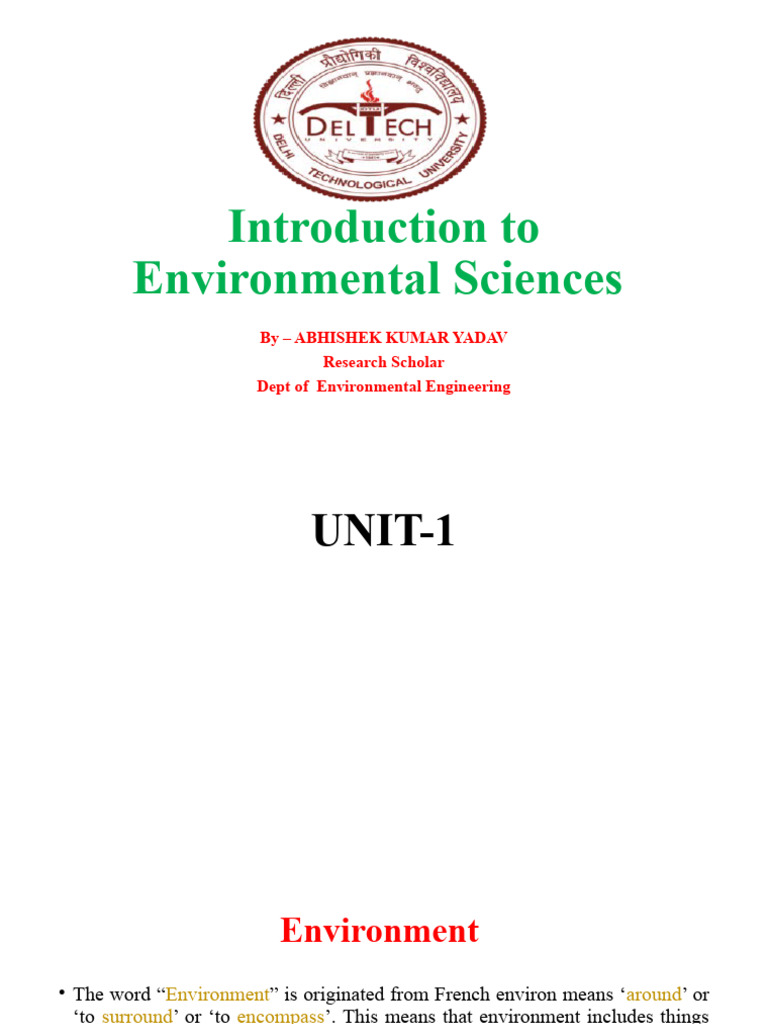 Unit 1-Introduction To Environment | PDF