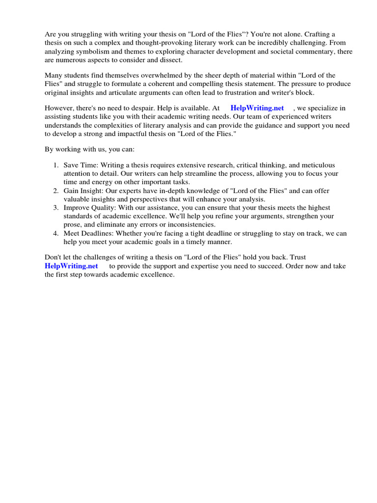 Lord of The Flies Thesis PDF | PDF