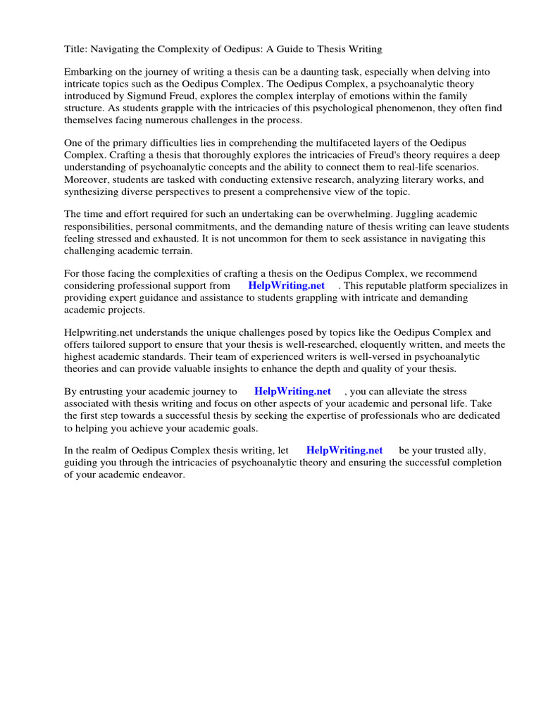 Thesis On Oedipus Complex | PDF | Oedipus Complex | Sigmund Freud