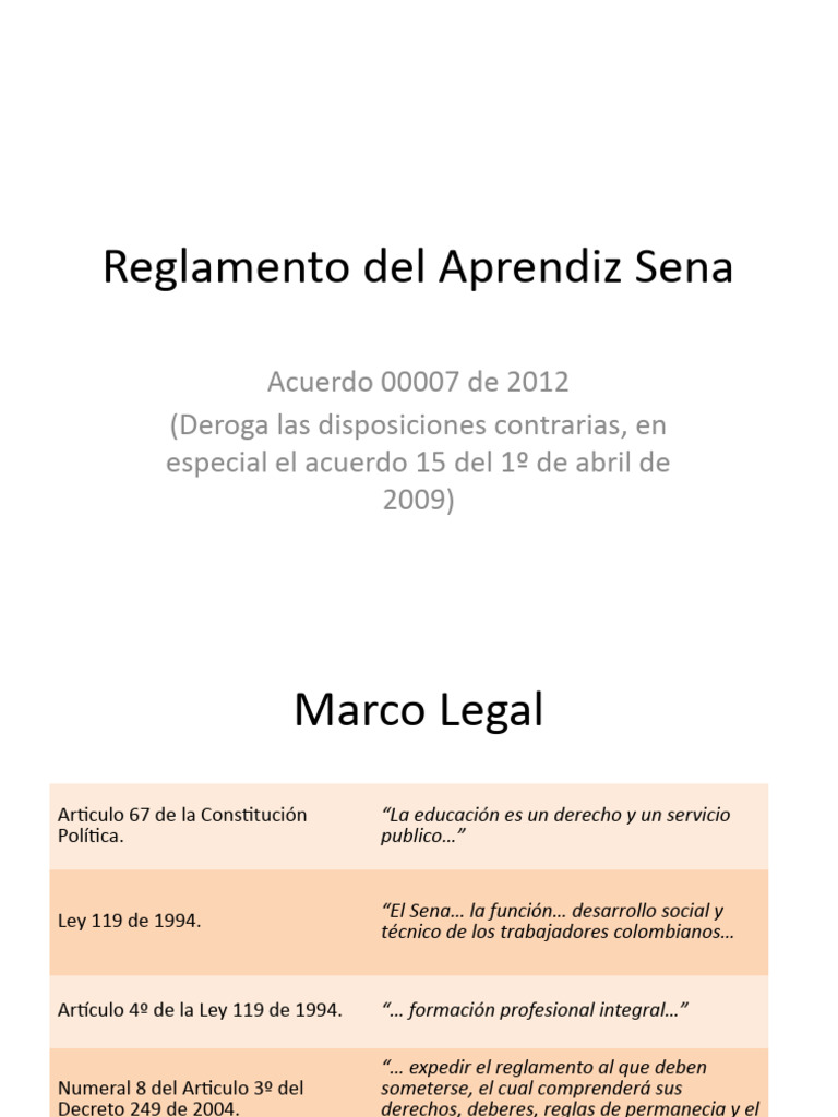Reglamento Del Aprendiz Sena | PDF | Desarrollo profesional