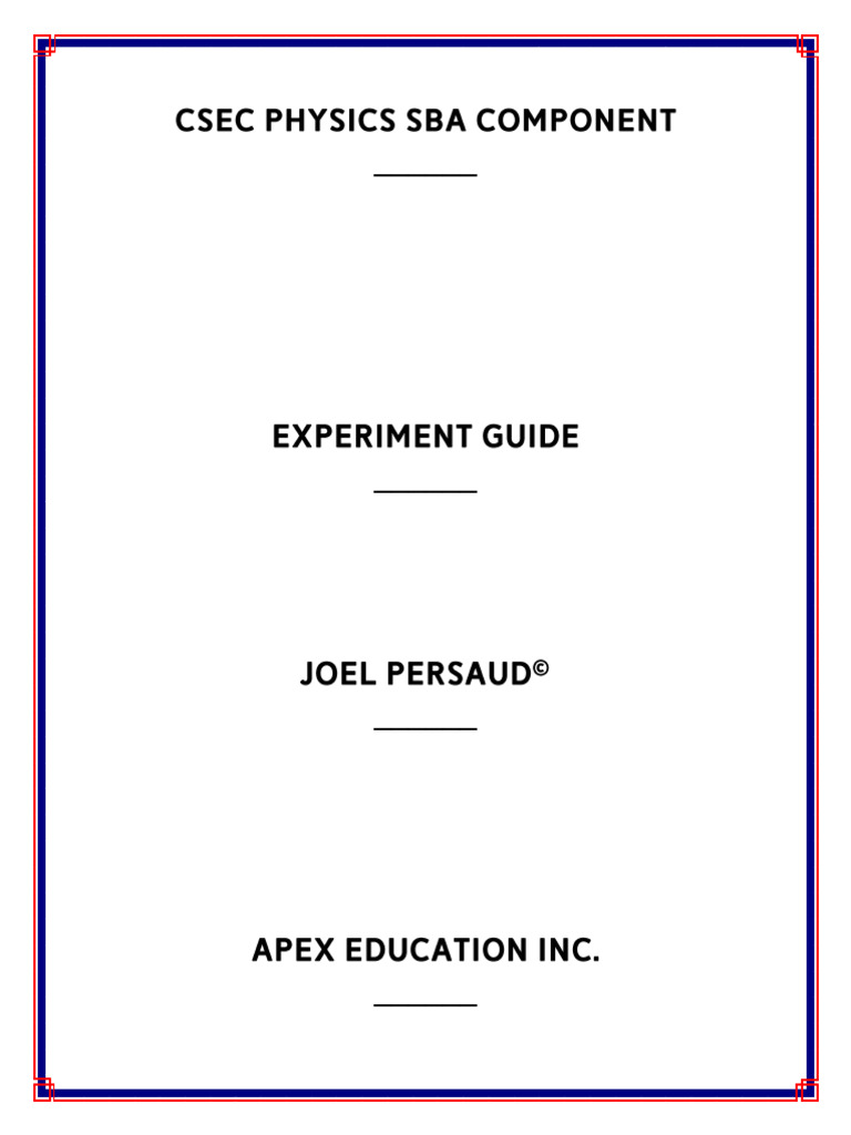 CSEC Physics SBA Plan 1 | PDF