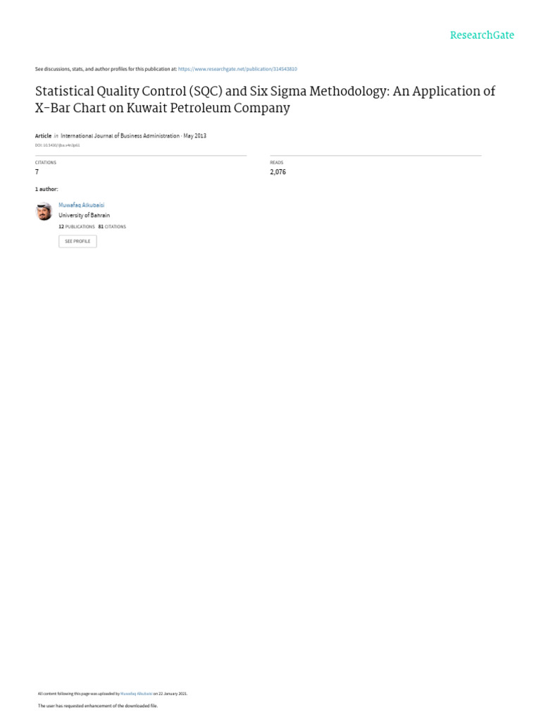 Statistical Quality Control SQC and Six Sigma Meth | PDF | Six Sigma ... Statistical Quality Control SQC and Six Sigma Meth | PDF | Six Sigma ...