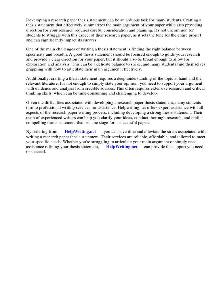 How To Develop A Research Paper Thesis Statement | PDF | Essays | Thesis