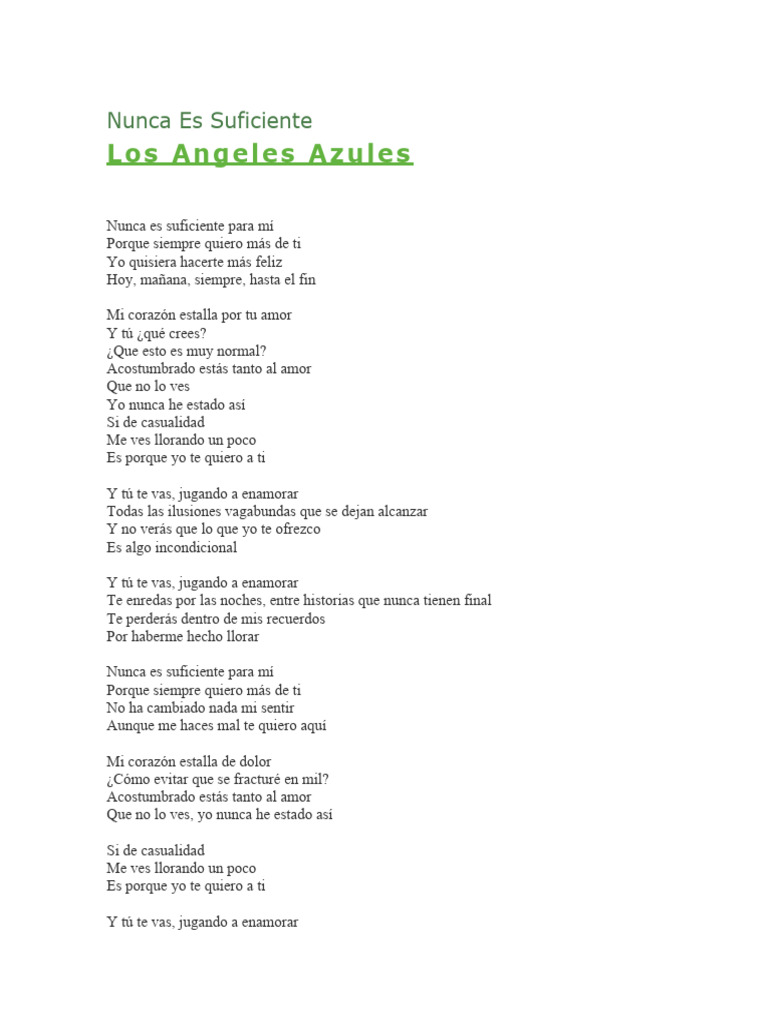 Nunca Es Suficiente - Letra | PDF | Poesía