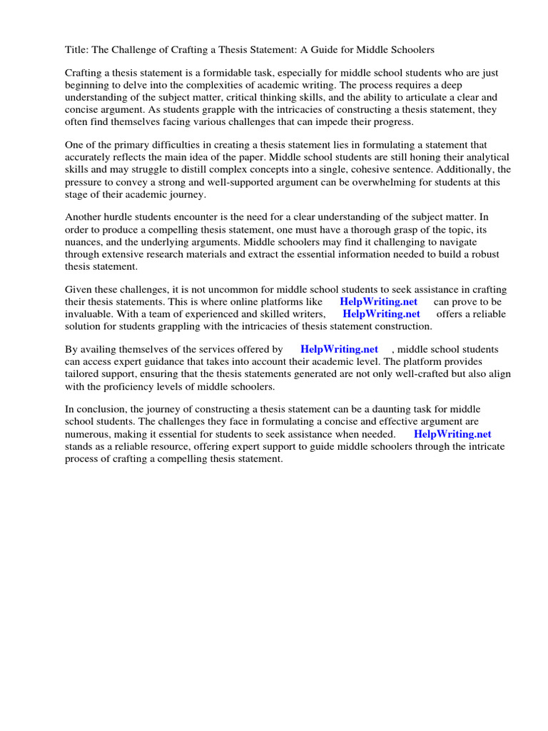 Thesis Statement Practice Worksheet For Middle School | PDF | Essays ...