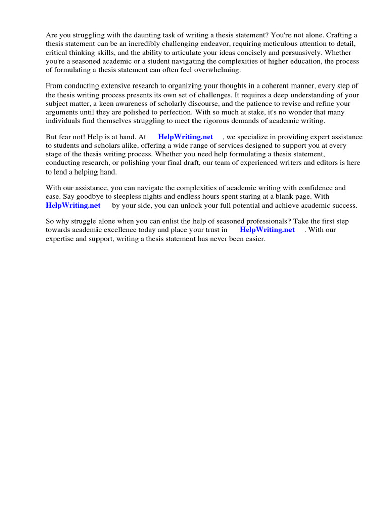 Lesson On Writing A Thesis Statement | PDF