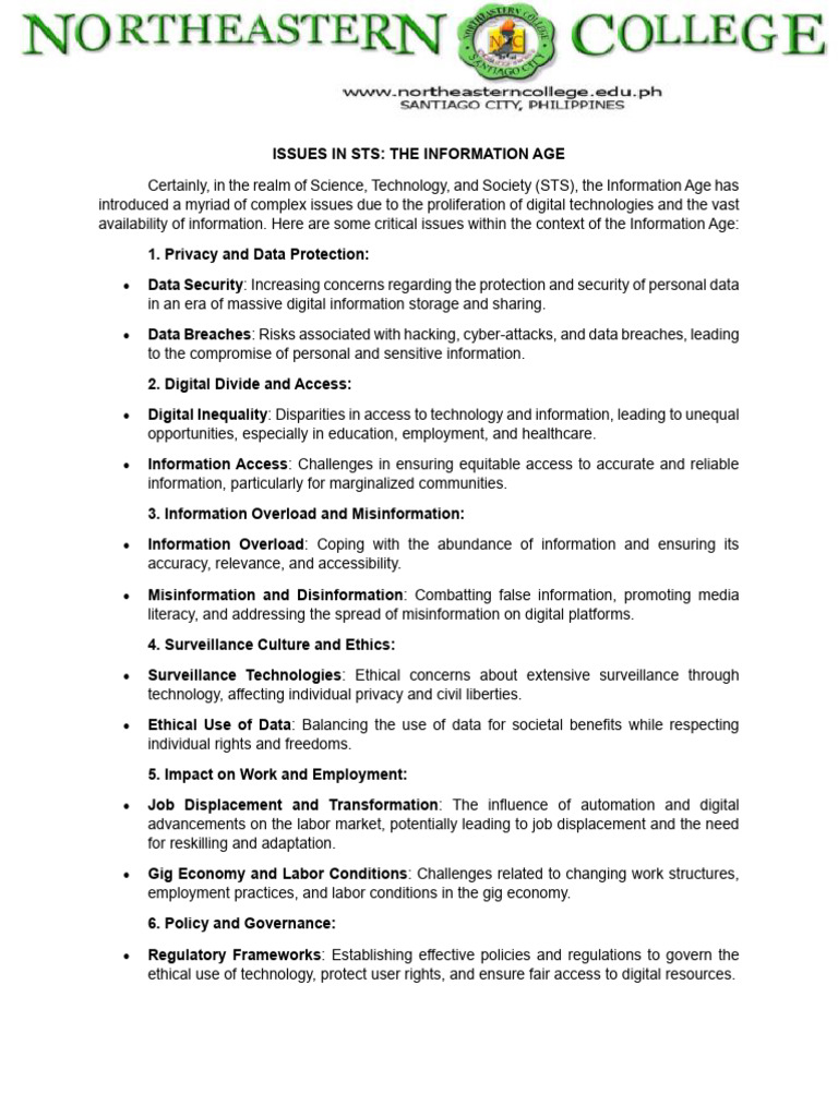ISSUES IN STS Information Age | PDF | Computer Security | Security