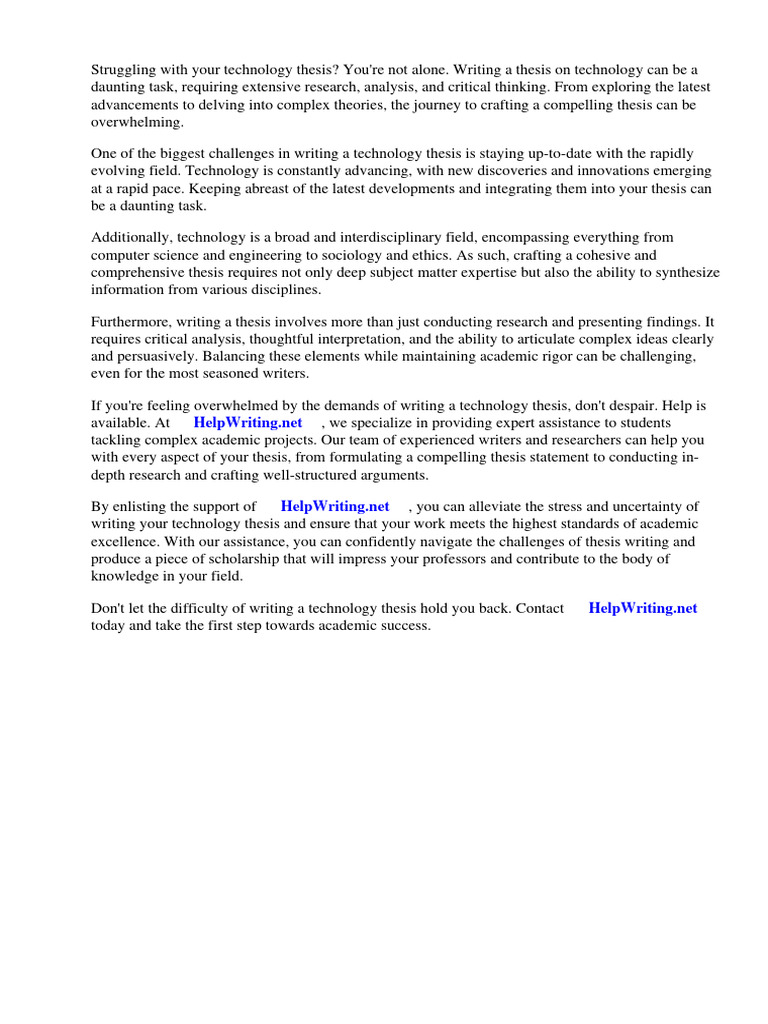 Mastering Your Technology Thesis Writing | PDF | Essays | Thesis