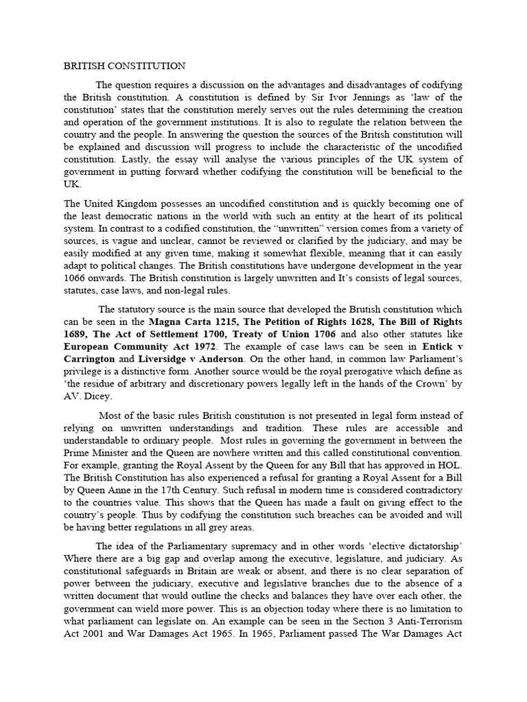 British Constitution | PDF | Constitution | Constitution Of The United Kingdom