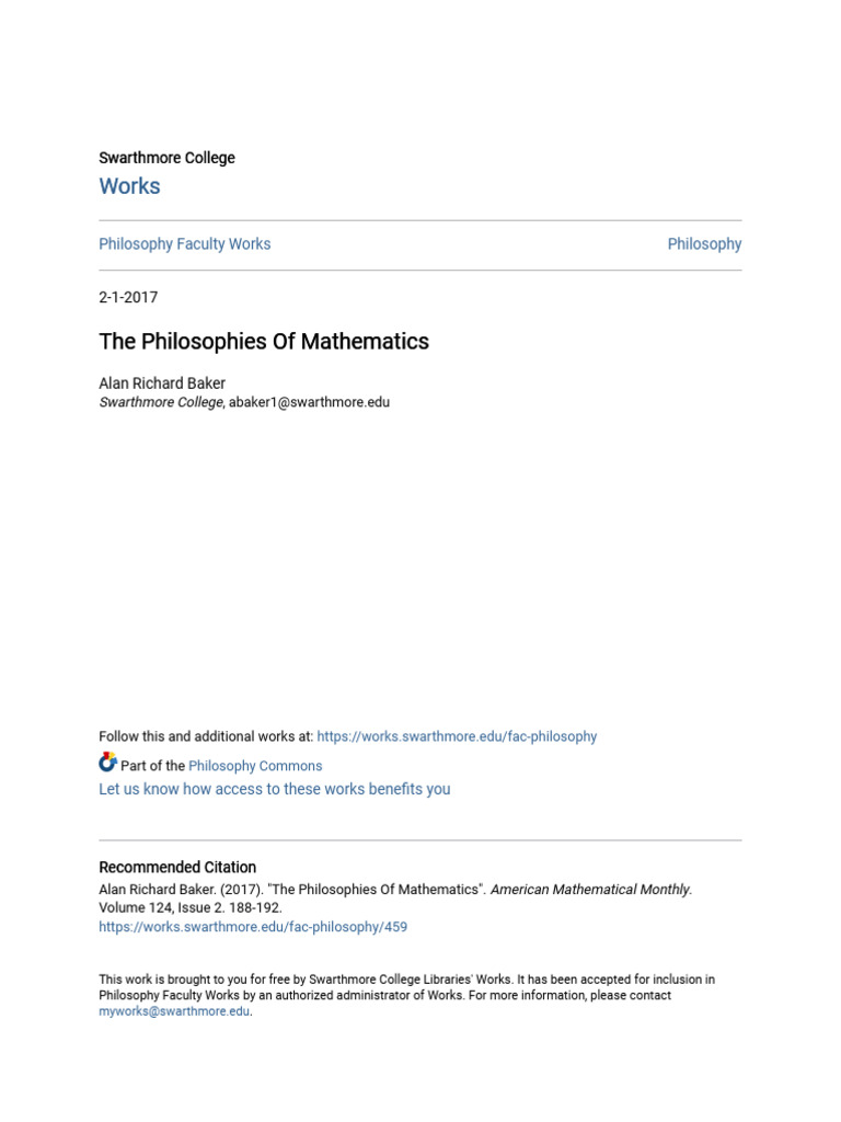 The Philosophies of Mathematics | PDF | Mathematics | Gottlob Frege